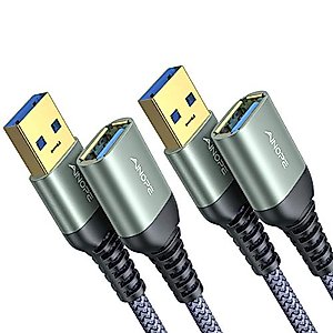 AINOPE 2PACK 3.3FT+3.3FT USB 3.0 Extension Cable Type A Male to Female Extension Cord Durable Braided Material Fast Data Transfer Compatible with USB Keyboard,Mouse,Flash Drive, Hard Drive,Printer