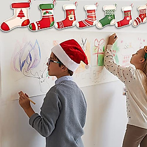 90 Pcs Assorted Christmas Stocking Cut-Outs Xmas Stocking Cut-Outs with Glue Point Dots Colorful Christmas Bulletin Board Decorations Xmas Name Tag Cutouts for Bulletin Border Office Party Favor