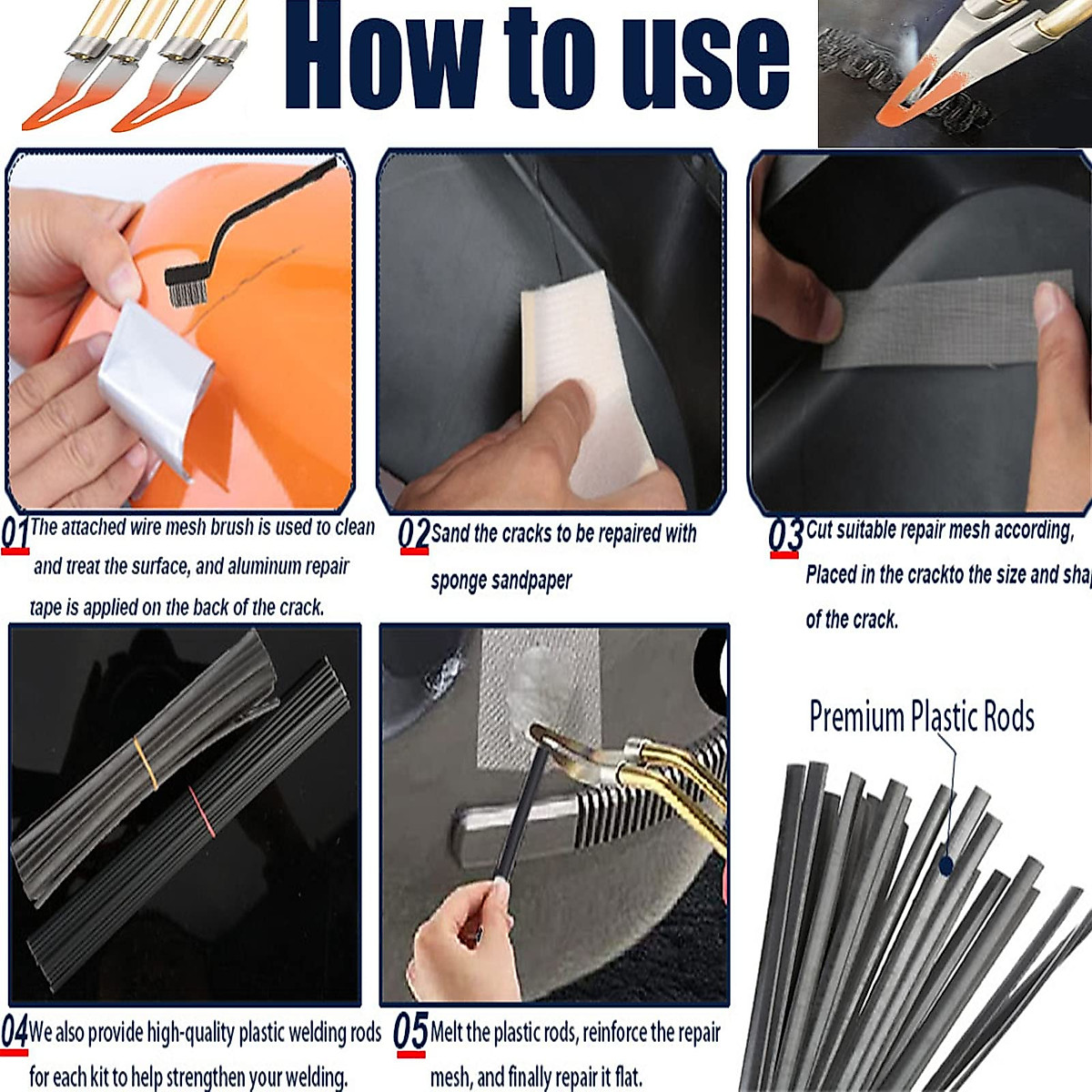 Upgraded 150W Plastic Welder Bumper Repair Kit,2-in-1 Plastic Welding Kit 800PCS Hot Staples & 30pcs Plastic Welding Rods,Hot Stapler Plastic Repair Kit for Car Bumper Kayak Crack Repairs(black)