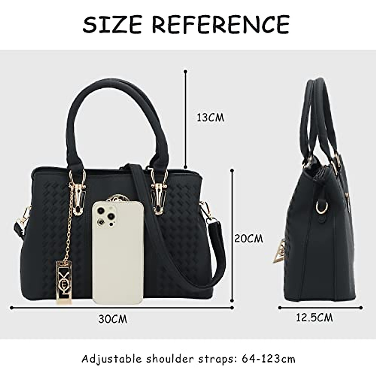 KUANG! Women Top Handle Bag Faux Leather Woven pattern Tote Shoulder Bag Large Handbags