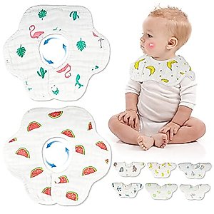 8-Pack 360° Rotate Organic Cotton Baby Bibs, Newborn Muslin Bibs For Teething And Drooling,Unisex Baby Bibs For Toddler, Adjustable With Snaps, Super Soft & Absorbent Baby Bibs For Boys And Girls.