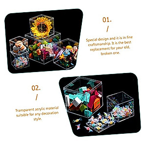 12pcs Lid Collectibles Square Plastic Candy Acrylic Treat Case Mini Items for Cube Cases Stackable Small Cubes Jewelry Container Showcase with Display Storage Clear Cm Containers