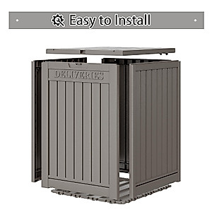 51 Gallon Resin Package Delivery Box for Outside, Storage Box with Lockable Secure, Large Double-Wall Resin Outdoor Package Delivery and Waterproof Deck Box