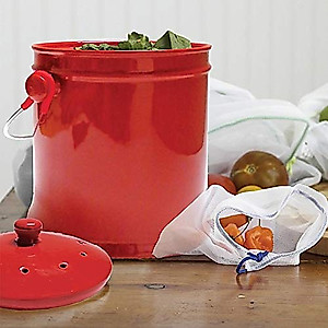 Natural Home 1-Gallon Ceramic Compost Bin in Red