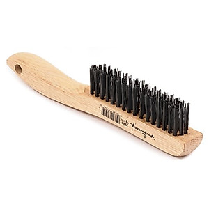 Forney 70505 Wire Scratch Brush, Carbon Steel with Wood Shoe Handle, 10-1/4-Inch-by-.014-Inch