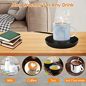 Safe2m Coffee Mug Warmer, Electric Warmer with Auto Shut Off and Timing, 2 Temperature Setting Smart Cup for Warming & Heating Beverage Milk Tea Desk Home Office Gifts, 2021 Black