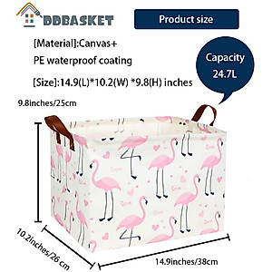 DDBASKET Flamingo Pink Basket Nursery Girl Baby Storage Basket Rectangular Cute Pattern Kids Toy Storage Bin Organizer Book Shelf Basket Baby Girls Flamingo Room Decor(Love Flamingo)