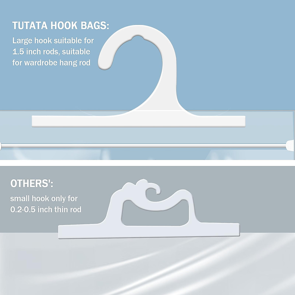 24 Pack Hanging Storage Bags, Large Hook 13 x 16-inch Clear Plastic Bags for Classroom, Library, and Pharmacy Use