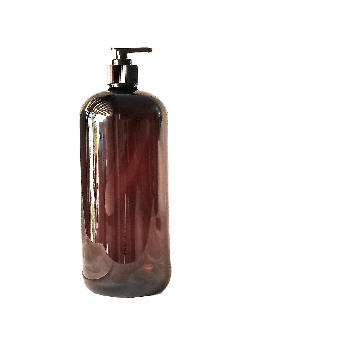 32 oz Amber Plastic PET Plastic Bottle with Black Hand Lotion Pump and Kraft Labels (3)