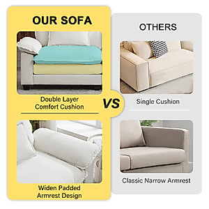 DUNELLA 88.9" Cloud Couch Sectional Couches for Living Room - Modular Chenille Sectional Sofa with Ottoman and Pillows - Modern Comfy Deep Seat Sleeper Sofa