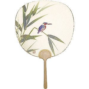 Shiomi Fan 1365 Flower and Bird (Kingfisher) 11.0 x 16.5 inches (28 x 42 cm)