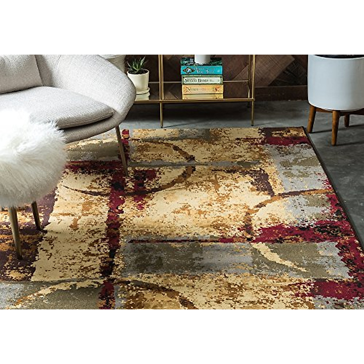 Unique Loom Barista Collection Area Rug - Catuai (5' 1" x 8' Rectangle, Multi/ Brown)