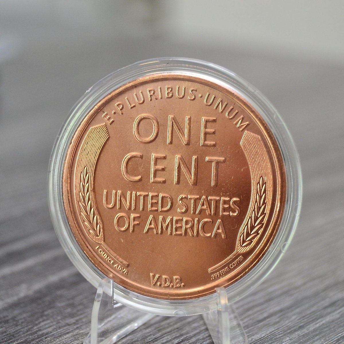 Lincoln Wheat Cent 1909 S VDB Design 1 oz Pure .999 Copper Round Collectible Jumbo 39mm Coin in Capsule - COA by Heavenly Metals