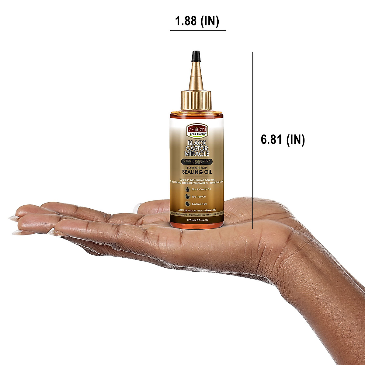 African Pride Black Castor Miracle Hair & Scalp Sealing Oil - Locks in Moisture & Soothes, Contains Black Castor/Tea Tree/Soybean Oil, 6 oz