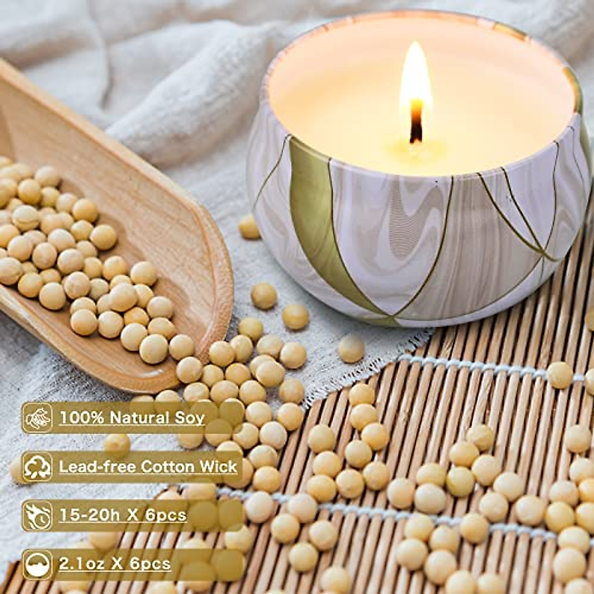 Scented Candles Gift Set, 6 Packs Aromatherapy Candle, 120H Burning Time,Stress Relief & Valentines Day Gifts for Women, Ideal Gifts for Women Birthday, Mother's Day, Thanksgiving, Christmas