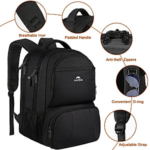 MATEIN Lunch Backpack for Men Work, 18 Inch Large Insulated Backpack Cooler with USB Charging Port, Water Resistant Lunch Box Backpack with Laptop Compartment for Travel Business College Picnic, Black