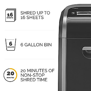 Fellowes ‎Powershred 79Ci 16-Sheet 100% Jam-Proof Heavy Duty Crosscut Paper Shredder Machine for Office and Home, Black/Dark Silver 3227919