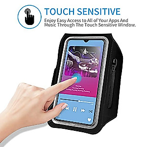 Running Armband with Airpods Bag Cell Phone Armband for iPhone 14/14 Plus/13/12 Pro/11 Pro/XS, Galaxy S21/S20, Water Resistant Sports Phone Holder & Zipper Slot Car Key Holder for 6.4 inch Phone