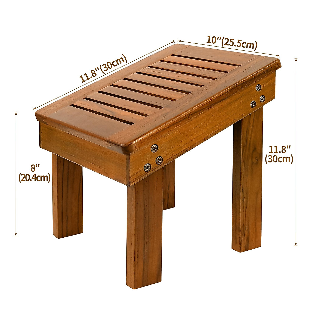 Utoplike Teak Shower Stool for Shaving Legs, Shower Foot Rest for Inside Shower, Sturdy Wooden Corner Shower Step for Bathroom