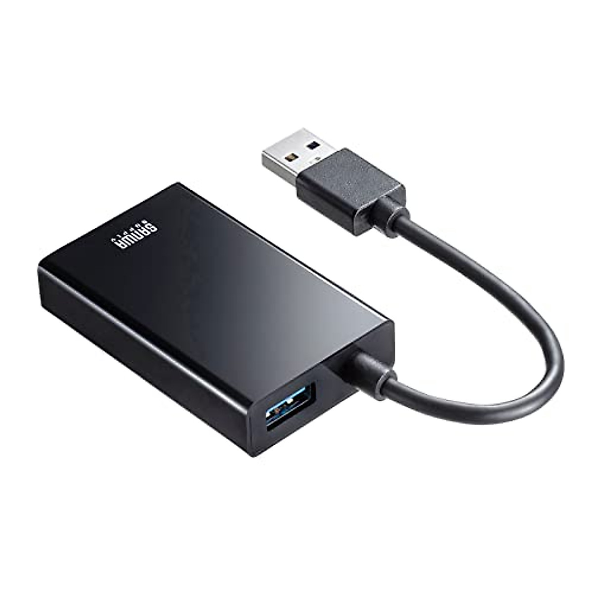 Sanwa Supply USB-CVLAN3BKN USB 3.2 to LAN Converter Adapter (with USB Hub Port, Black)