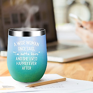 Retirement Gifts For Women 2024 Wine Tumbler Retired Gifts For Women Retirement Party Decorations Fun Retirement Gifts For Women Retired People Coworkers Friends 12 Oz