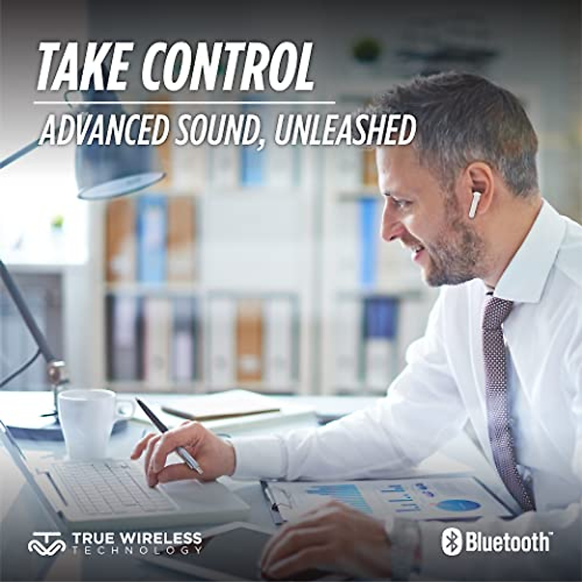 Coby True Wireless Earbuds, Bluetooth 5.0 Headphones with Autopairing, 22H Playtime, Wireless Charging Case, IPX6 Water Resistance, and Noise-Canceling Mics for iPhones and Android Phone (White)