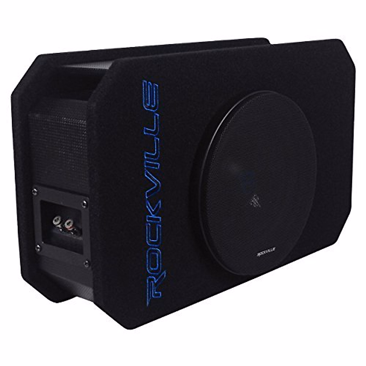 Rockville RMW8P 8" 800w Shallow Car Subwoofer+Tunnel Slot Ported Sub Enclosure, Black