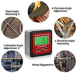MEASUREMAN Digital Level Protractor Inclinometer Magnetic Level Angle Meter with Hold Function Angle Finder Level Box Angle Measuring Tool