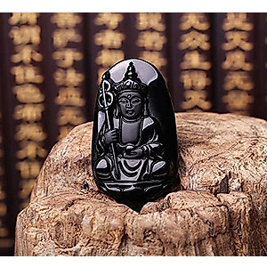 Ksitigarbha Natural Obsidian Amulet Pendants
