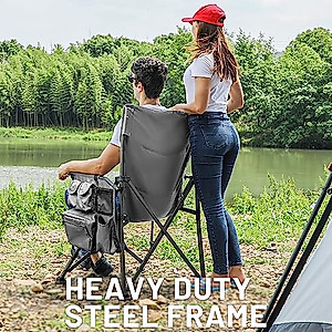 TIMBER RIDGE Oversized Folding Camping Chair High Back Heavy Duty for Adults Support up to 500lbs with Cup Holder, Side Pocket