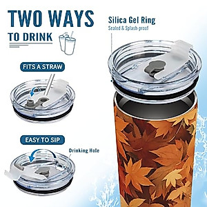 QWEUIOP 20oz Insulated Travel Coffee Mug Autumn Maple Leaf Stainless Steel Tumbler with Lid Double Wall Vacuum Coffee Cup For Hot and Cold Drinks14198