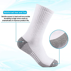 Heatuff 12 Pairs Men's Cotton Performance Athletic Crew Extra Heavy Cushion Socks