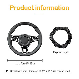 Osilly Car Steering Wheel Cover, 15 inch Carbon Fiber Microfiber PU Leather Elastic Steering Wheel Protector for Men Women, Anti-Slip Breathable Car Interior Accessories for Most Cars (Black)