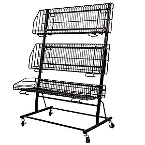 Adjustable 3-Tier Metal Wire Storage Shelf Display Rack with Wheels - Heavy Duty Organizer for Kitchen, Laundry, Bathroom, Pantry, Closet, Garage