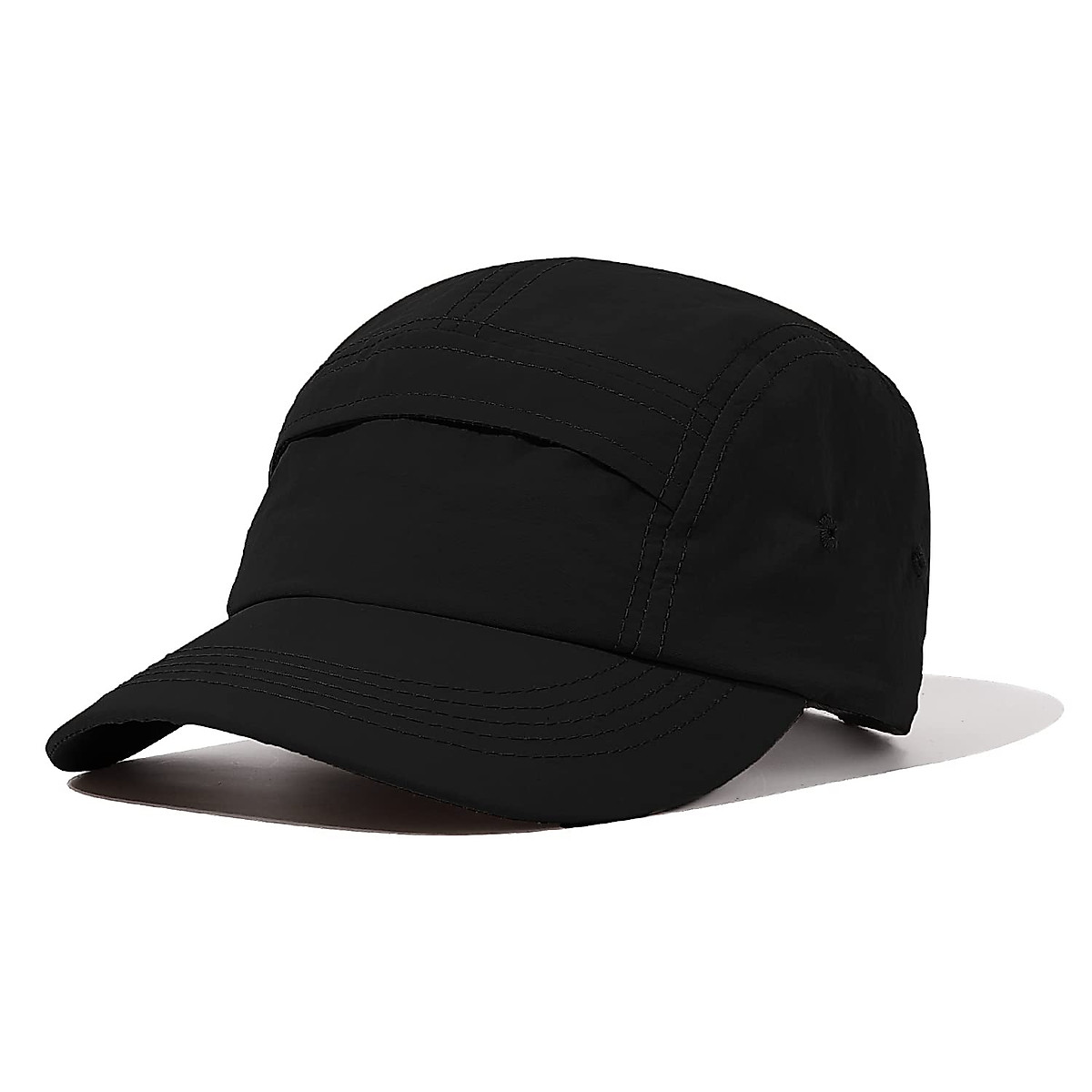 CLAPE Curved Brim 5 Panel Hat UPF50+ Sun Hats Quick Dry Outdoor Sports Run Cap (GD50-Black)