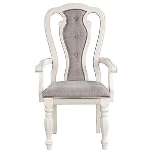 Acme Florain Wooden Arm Chairs in Gray and Antique White (Set of 2)