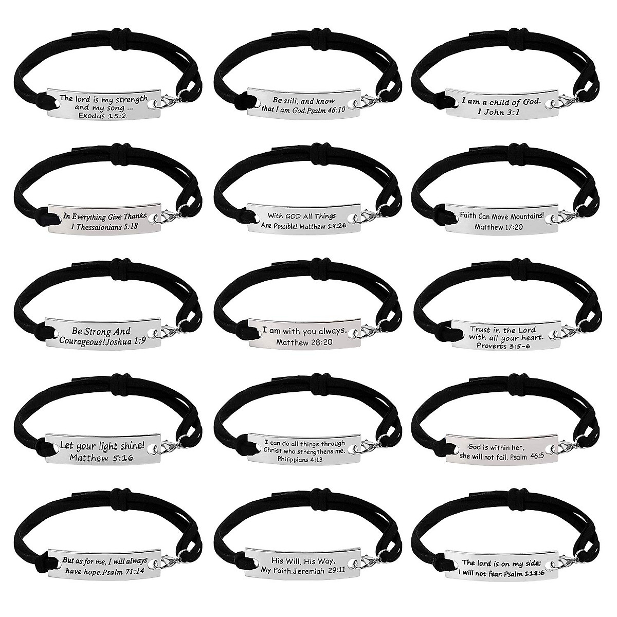 AleapDoll 15 Pieces Christian Bracelets Christian Easter Gifts Religious Gifts Religious Bible Verse God Bracelets for Women Men Teens Kids