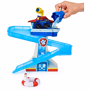 Paw Patrol, Adventure Bay Bath Playset with Light-up Chase Vehicle, Bath Toy for Kids Aged 3 and up