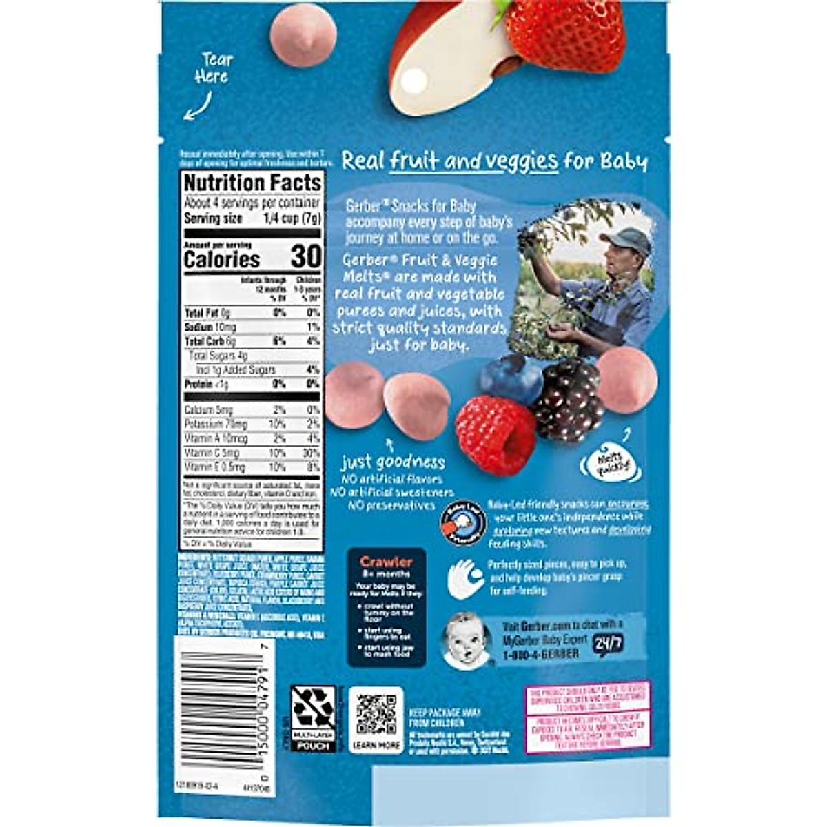Gerber Snacks for Baby Fruit & Veggie Melts, Very Berry Blend, 1 Ounce (Pack of 7)