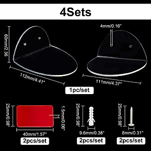 AHANDMAKER 4 Sets Acrylic Floating Shelves, 4.4" Flat Round Clear Acrylic Wall Mounted Shelves, Mini Collectibles Organizers, Universal Shelves for Security Cameras, Speakers, Makeup, Figures