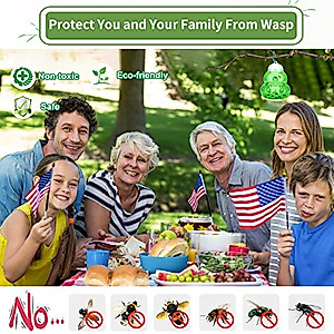 Wasp Traps Outdoor Hanging, Wasp Repellent Outdoor Yellow Jacket Bee Traps Catchers Killer for Outside Carpenter Hornet Wasp Deterrent Non-Toxic Reusable Hanging Bee Trap 2 Pack Green
