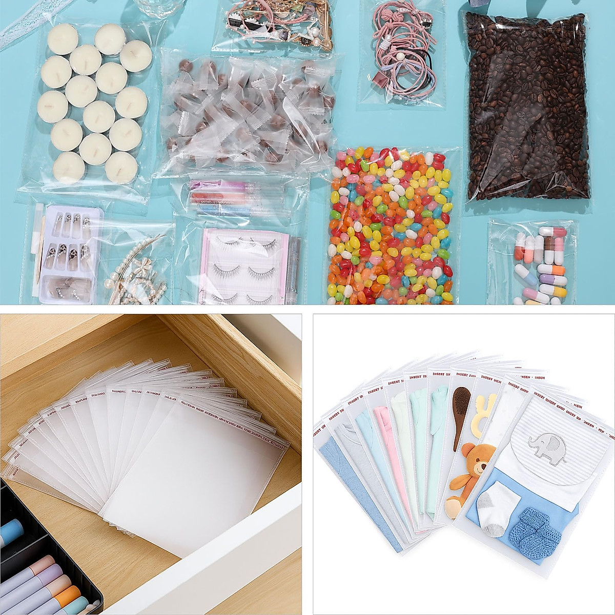 12” x 16” Large Resealable Cellophane Bags 200 pcs, Self Sealing Clear Bags for Packaging Products Self-adhesive Cello Bags for Clothes, T-shirts, Pants and Gifts, 200 ct in Bulk