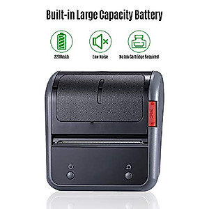 VIBY Portable 80mm Thermal Label Printer BT Label Maker Sticker Machine with Rechargeable Battery for iOS Android Computer