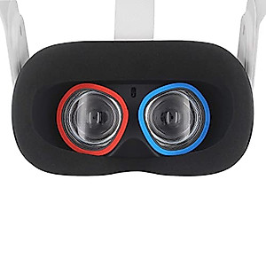 AMVR 6 Pair Glasses Spacer for Oculus Quest 2, VR Lens Protector Accessories Silicone Anti-Scratch Ring to Protect Headset Lens and Glasses Compatible with Meta Quest 1/Rift S/Go（Red & Blue, Black）