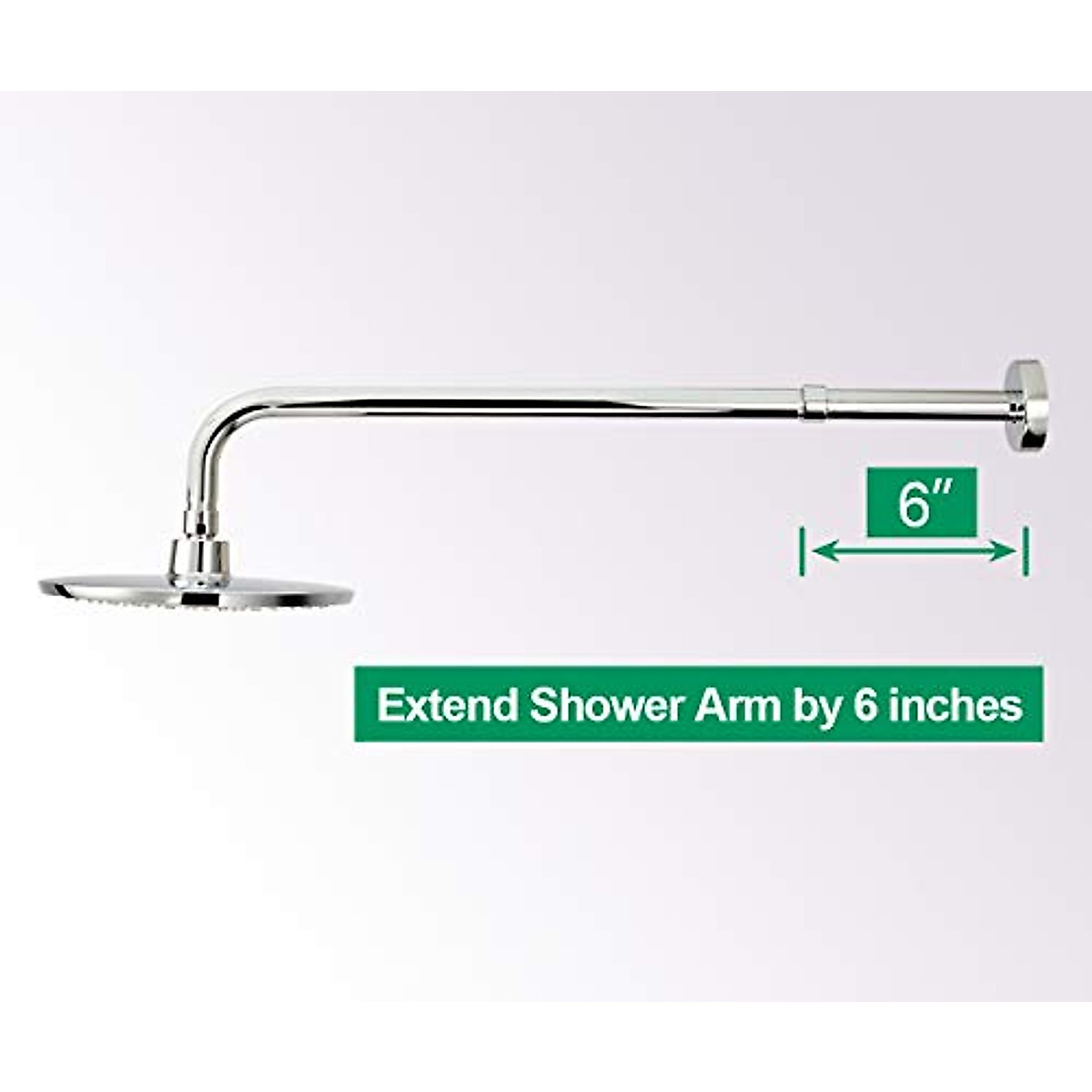 Shower Arm Extension, Shower Head Extender Water Outlet Lowers Existing Shower Head, Chrome Finish Made of Solid Metal by Purelux