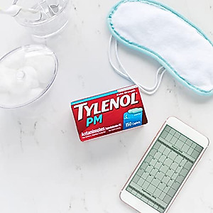Tylenol PM Extra Strength Nighttime Pain Reliever & Sleep Aid Caplets, 500 mg Acetaminophen & 25 mg Diphenhydramine HCl, Relief for Nighttime Aches & Pains, Non-Habit Forming, 150 ct