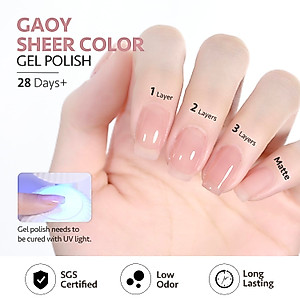 GAOY Jelly Nude Gel Nail Polish, 16ml Sheer Rose Pink Translucent Soak Off Gel Polish, UV Light Cure for Nail Art DIY, 1624 Ocean Song