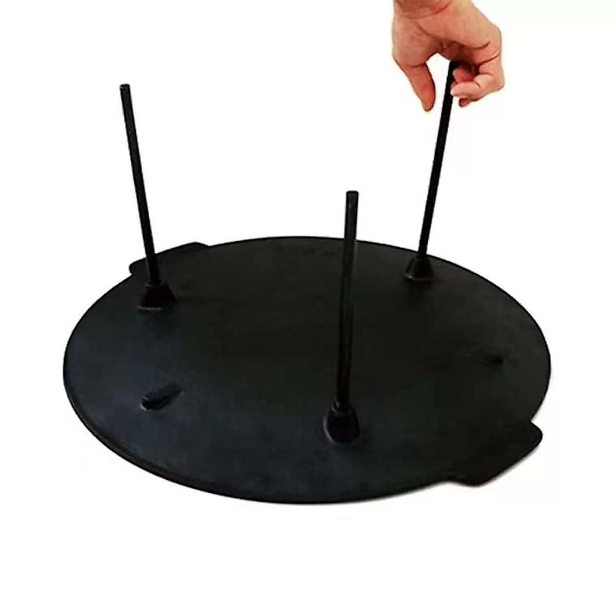 Veryard 18" Cast Iron Campfire Griddle, Round Iron Pan, Portable Grill with 3 Removable Legs for Outdoor BBQ Cooking, Grilling and Frying Outdoor Camping