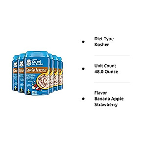 Gerber Baby Cereal Hearty Bits Multigrain, Grain & Grow, Banana Apple Strawberry, 8 Ounce (Pack of 6)