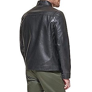 Dockers Men's The Dylan Faux Leather Racer Jacket, black, X-Large